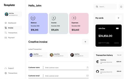 Invoice Dashboard Template | Webflow Template